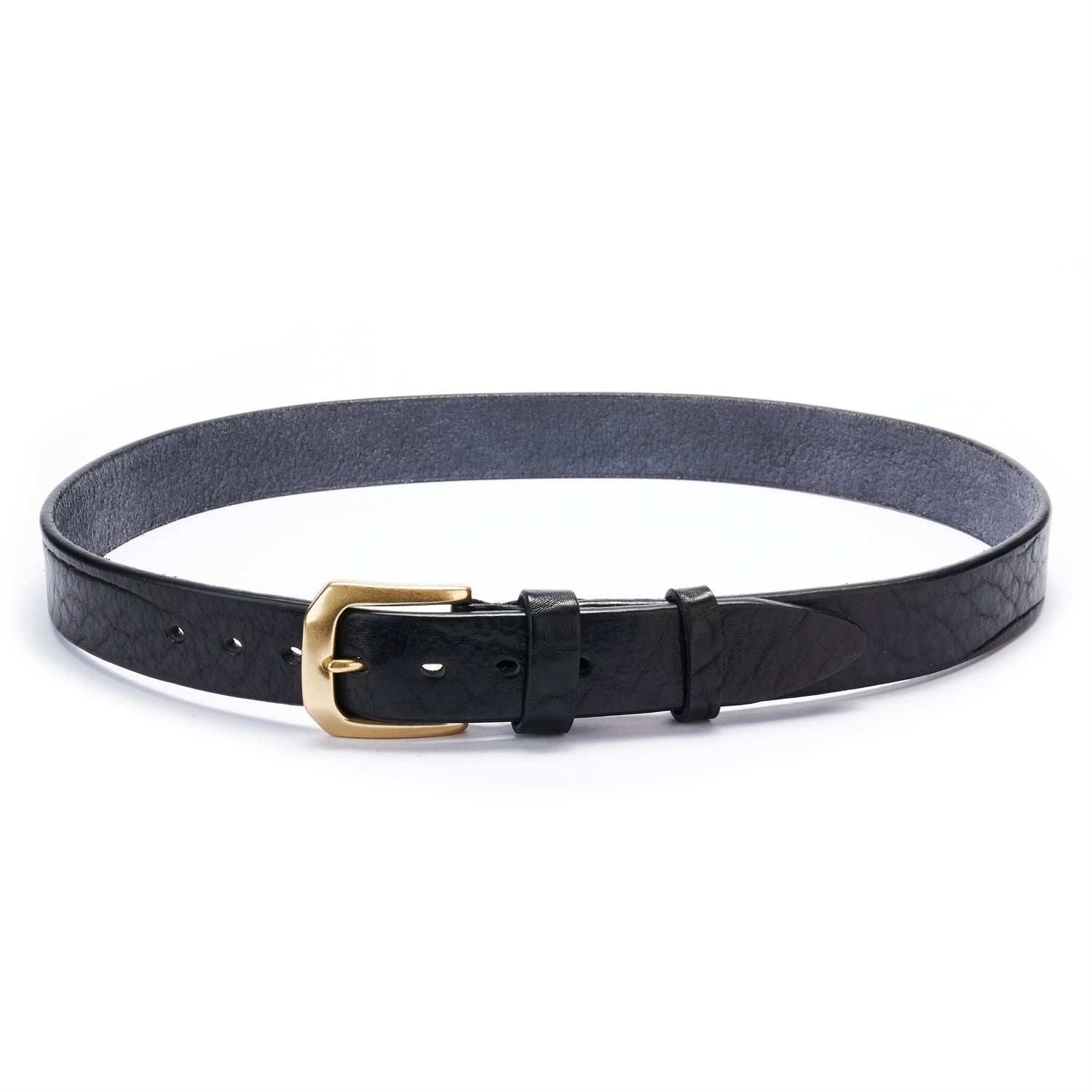 BELTLEY Black Heavy-Duty Full Grain Leather Rugged Belt with Suede Bac