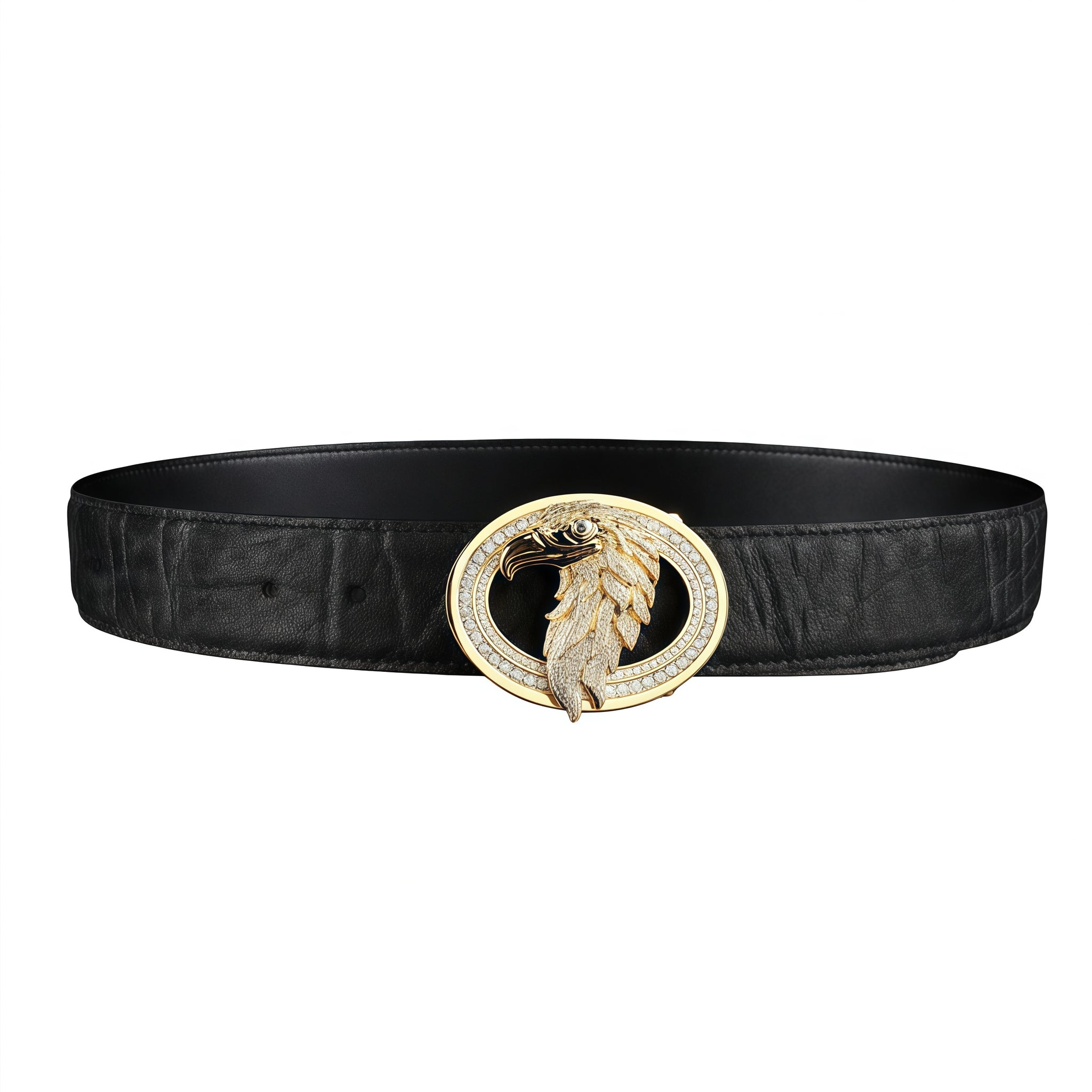 BELTLEY Luxury Elephant Skin Belt with 3d Gold Plated Eagle Buckle - 1